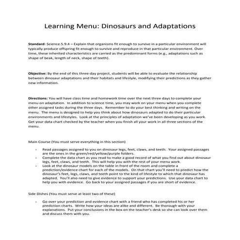 Learning Menu Strategy | PDF