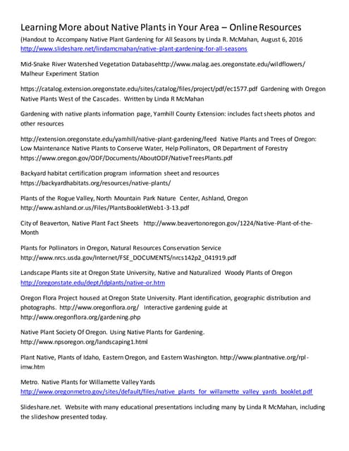 Recommended native plants for home gardens in the willamette valley | PPT