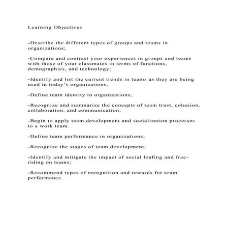 Learning Objectives-Describe the different types of groups and.docx