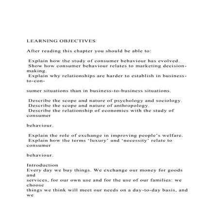 LEARNING OBJECTIVESAfter reading this chapter you should b.docx
