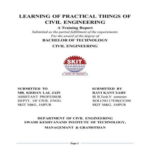 Learning of practical things of civil engineering (report ) | DOCX