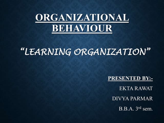 Peter Senge's model of learning organization | PPTX