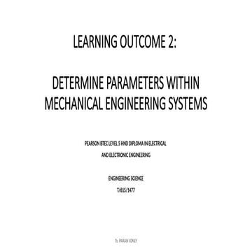 LEARNING OUTCOME 2 - Mechanical Engineering System | PPT