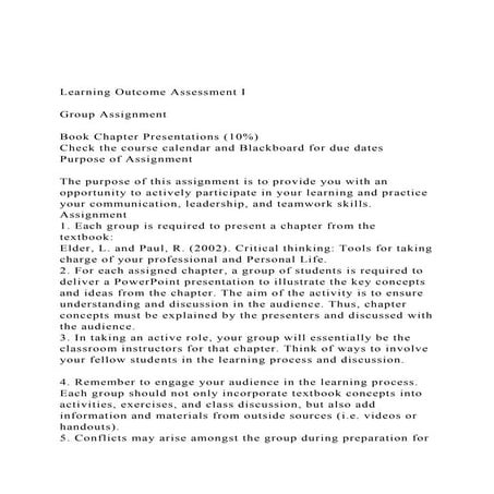 Learning Outcome Assessment IGroup Assignment Book Cha.docx