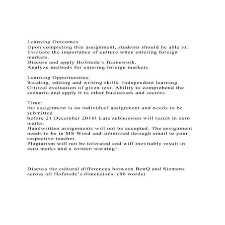 Learning OutcomesUpon completing this assignment, students s.docx