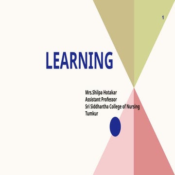 LEARNING PART 1. SHILPA HOTAKAR PSYCHOLOGY NOTES pptx | PPTX