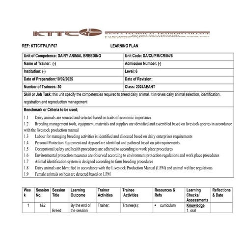 learning plan for learning purposes only | DOCX