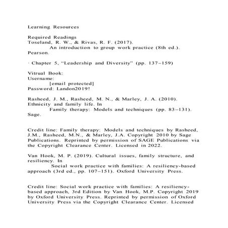 Learning ResourcesRequired ReadingsToseland, R. W., & Rivas, R | DOCX