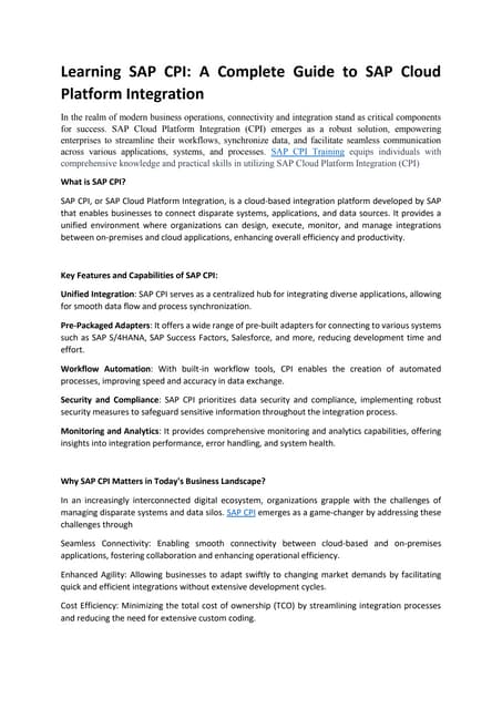 Master-SAP-CPI-Cloud-Integration-Success | PPTX