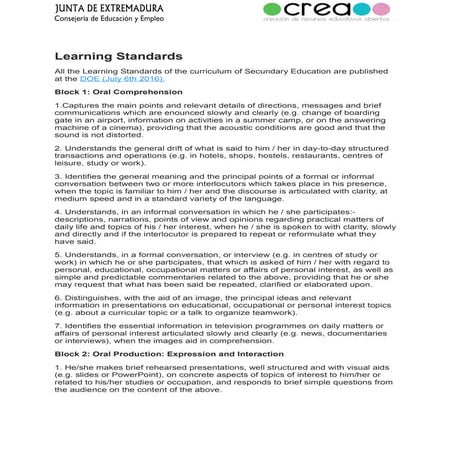 Learning standards | PDF