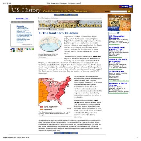 Learning stations southern colonies | PDF