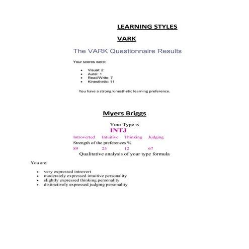 Learning Style VARK-Jung | PDF