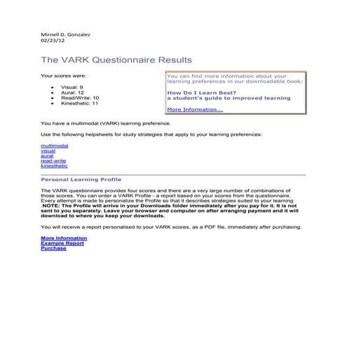 Learning Style VARK-Jung | PDF