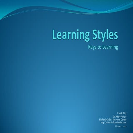 Learning styles - Keys to Learning | PDF