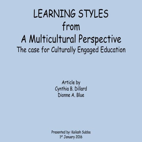 Learning styles from a multicultural perspective | PPT