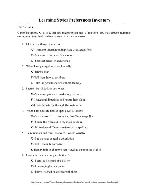 Learning styles preference inventory | PDF