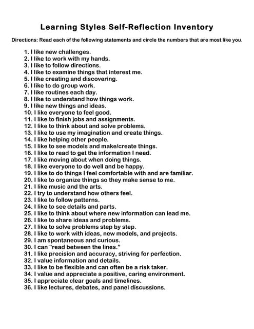Learning styles questionnaire | PDF | Education