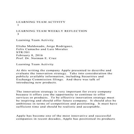 LEARNING TEAM ACTIVITY 1LEARNING TEAM WEEKLY REFLECTION .docx