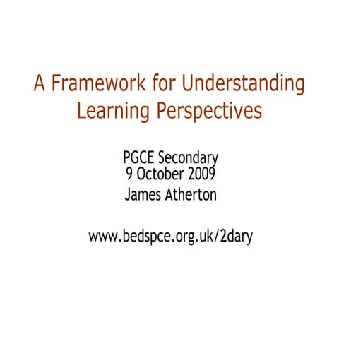 Perspectives on Learning | PPT