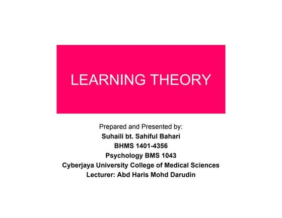 Learning Theories | PDF