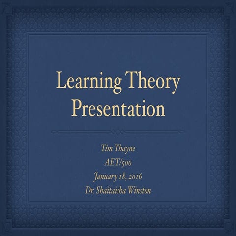 Learning Theory Presentation | PDF