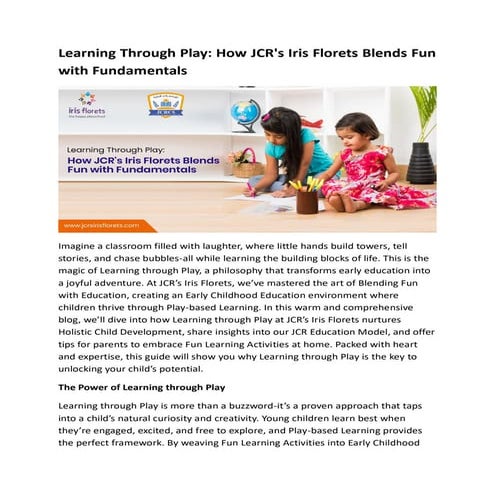 Learning Through Play: How JCR's Iris Florets Blends Fun with Fundamentals | PDF