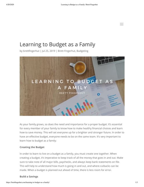 A Budget: Friend or Foe? | PDF