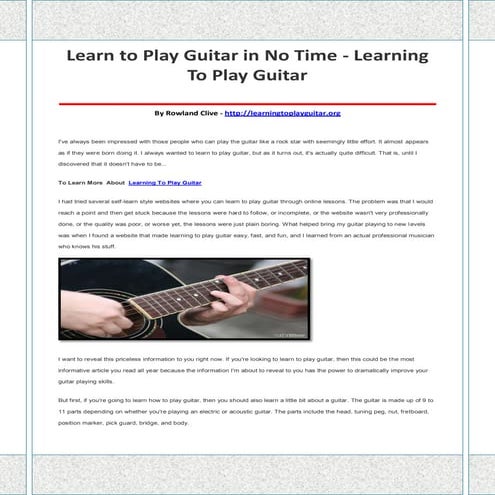 Learning to play guitar | PDF