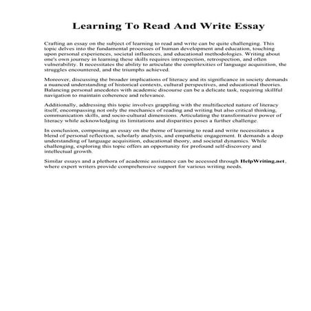 Learning To Read And Write Essay.pdf