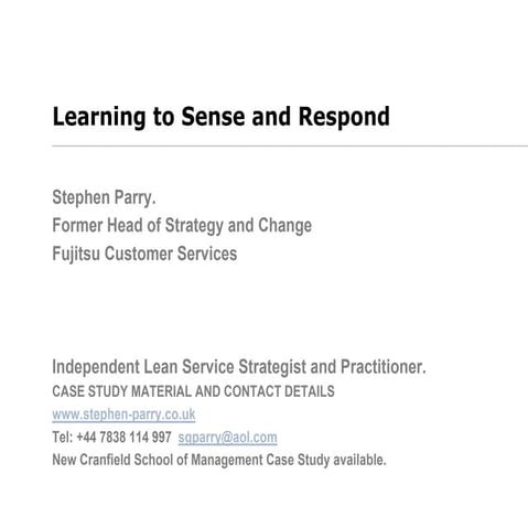 Learning to Sense and Respond - the Fujitsu Service Case | PDF