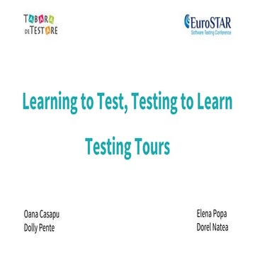 Learning to test, testing to learn testing tours | PPT