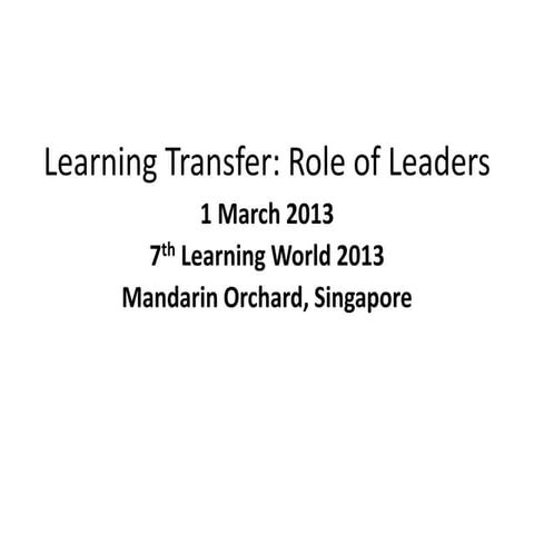 Learning Transfer: Role of Leaders | PPTX