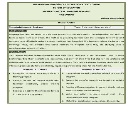 Learning unit | DOCX | Homework and Study | Education