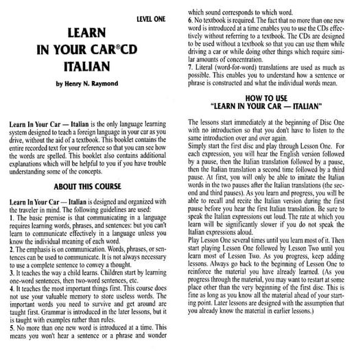 Learn in your car italian level 01 | PDF