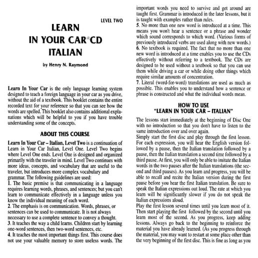 Learn in your car italian level 02 | PDF