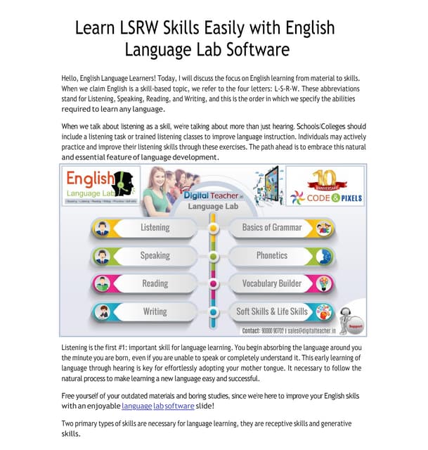 Learn LSRW Skills Easily With English Language Lab Software.pdf Learn LSRW Skills Easily With English Language Lab Software.pdf