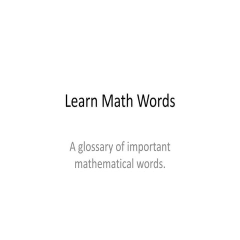 Learn math words | PPSX | Education