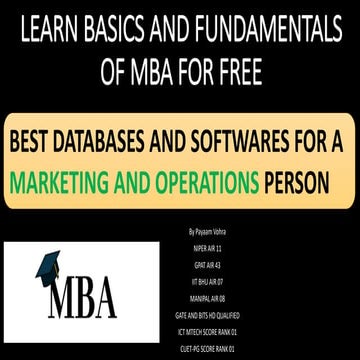 LEARN MBA FOR FREE.BASICS AND FUNDAMENTALS OF MARKETING MANAGEMENT ...