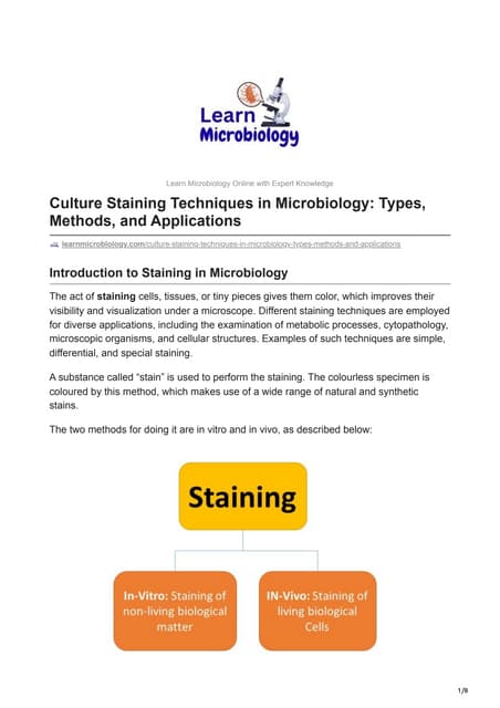 Preparation and staining of specimens for microscopy | PDF | Chemistry | Science