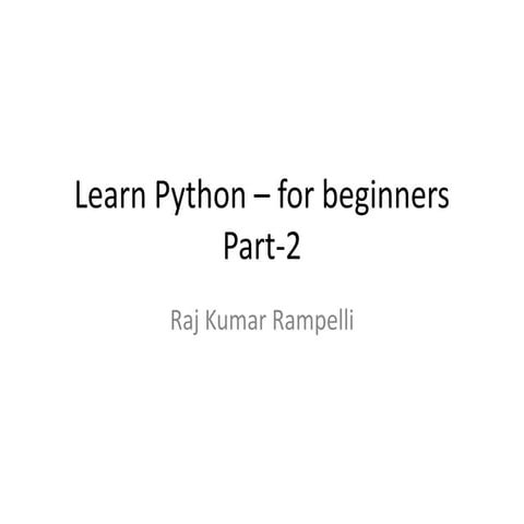 Learn Python For Beginners Part 2 Ppt 