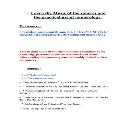 Learn the Music of the spheres and the practical use of numerology | PDF