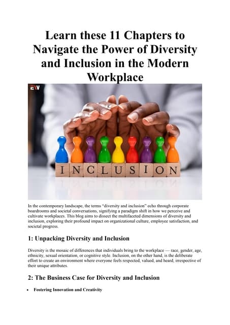 Diversity & Inclusion in the Workplace | PPT