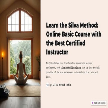 Learn the Silva Method Online Basic Course with the Best Certified Instructor | PDF