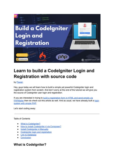 Learn To Build A Codeigniter Login And Registration With Source Codepdf