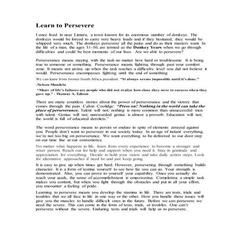 Learn to Persevere | PDF