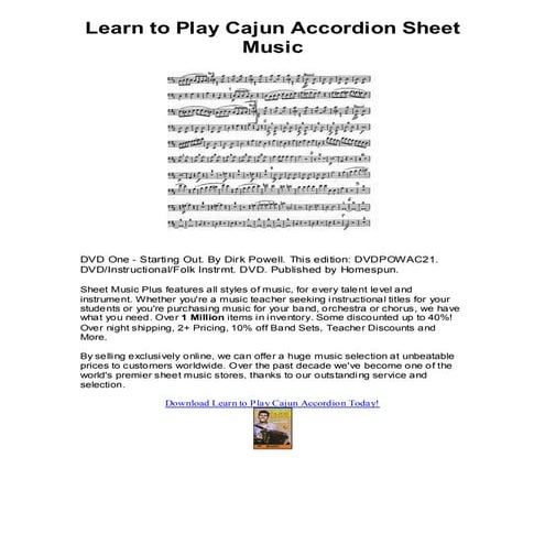 Learn to play cajun accordion sheet music | PDF