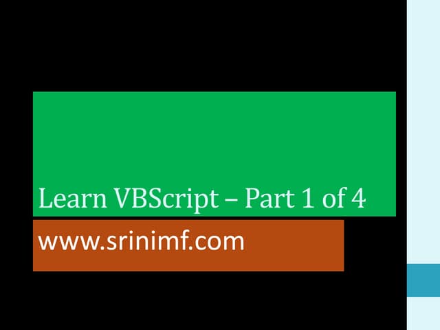 Learn Vbscript Part 1 Of 4 Ppt 5807