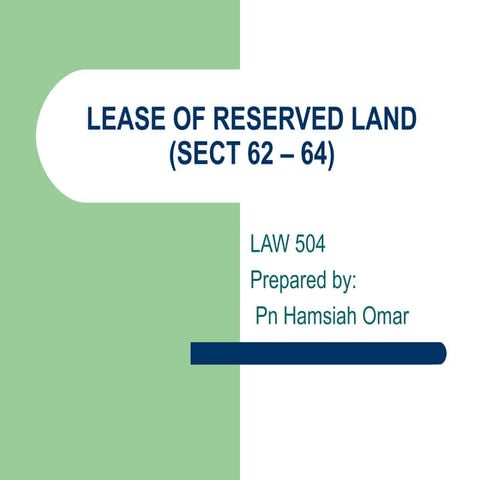 Lease of reserved land | PPT