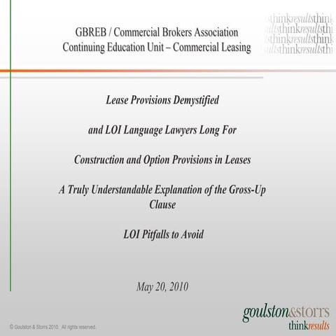 Lease Provisions Demystified, Part 1, May 20, 2010 | PPT