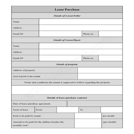 Lease Purchase Fillable PDF Template Download | PDF